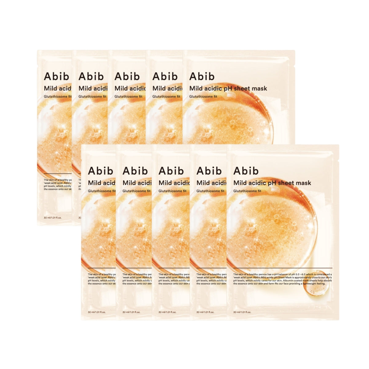 Abib Mild Acidic pH Sheet Mask Glutathiosome Fit, Box of 10 (Exp 09/27) | Pupsik Singapore