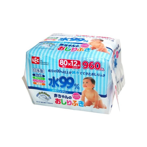 LEC 99% Water Baby Wet Wipes, 12x80=960pc | Pupsik Singapore