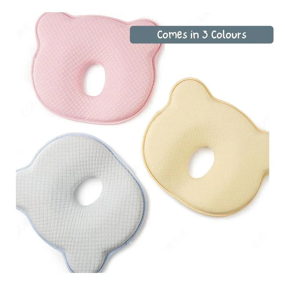 MPJ Bear Memory Foam Baby Flat Head Pillow w/ Removable Cover (3 ...