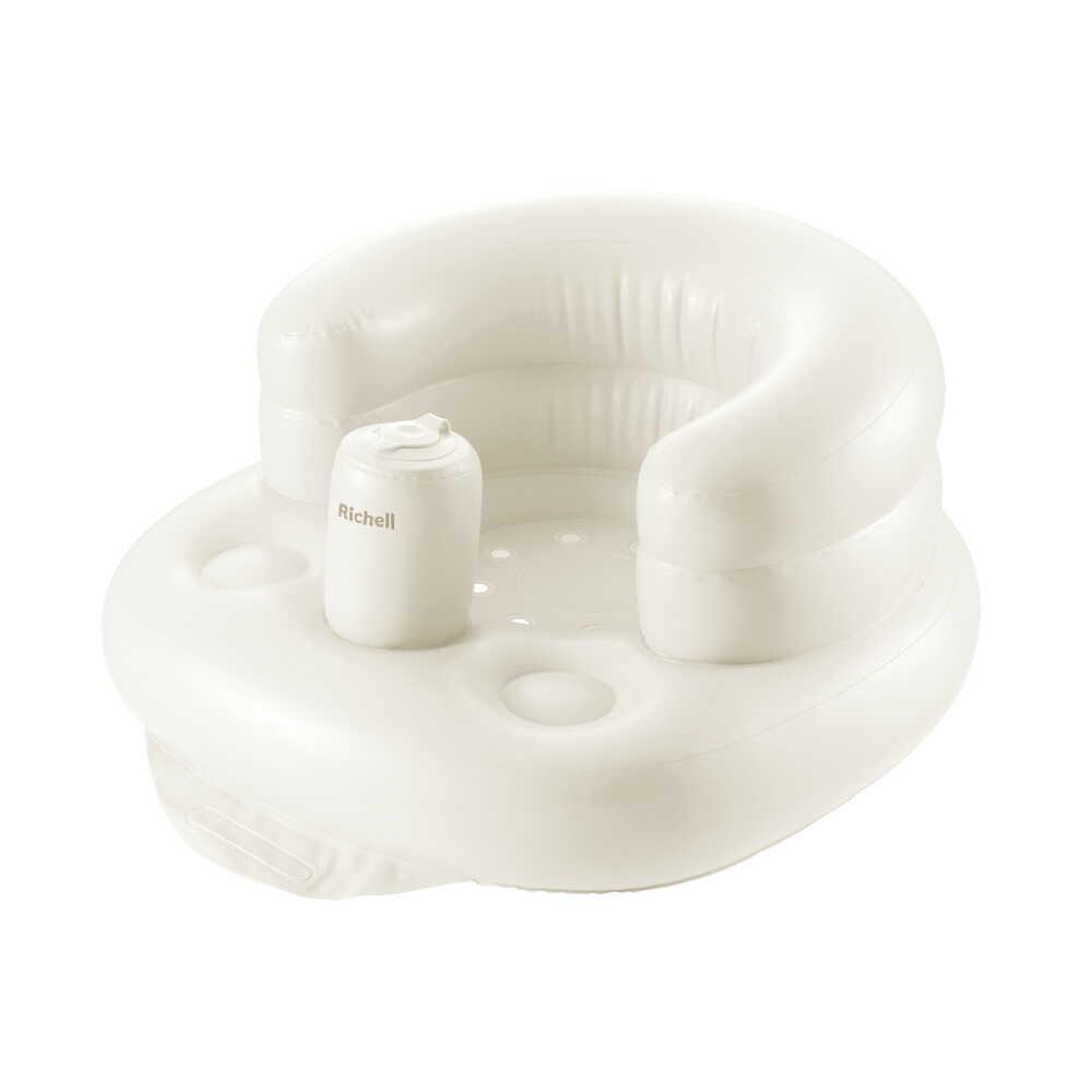 Richell Soft Inflatable Baby Bath & Floor Seat - Beige (Antibacterial ...