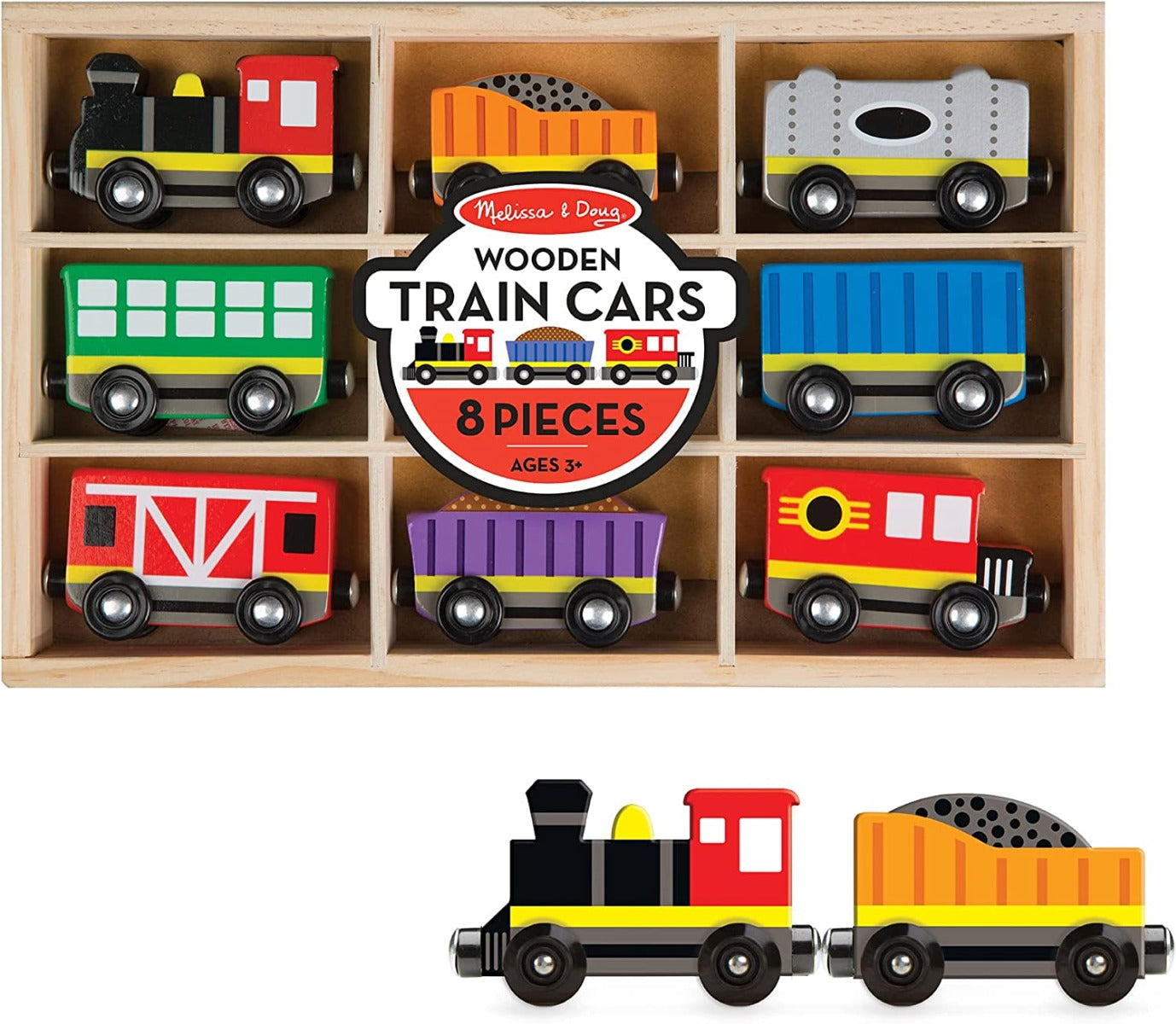 Melissa & Doug Wooden Train & Cars Set | Pupsik Singapore