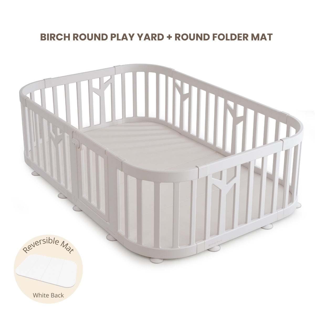 IFAM Birch Round Baby Play Yard & Round Reversible Folder Mat Set ...