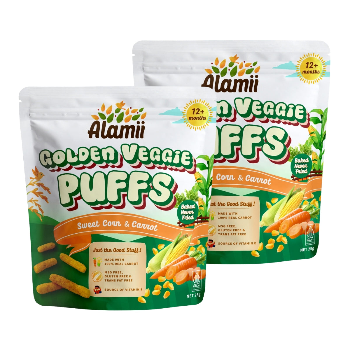 Alamii Golden Veggie Puffs, 25g x 2pk (Exp 06/26) | Pupsik Singapore