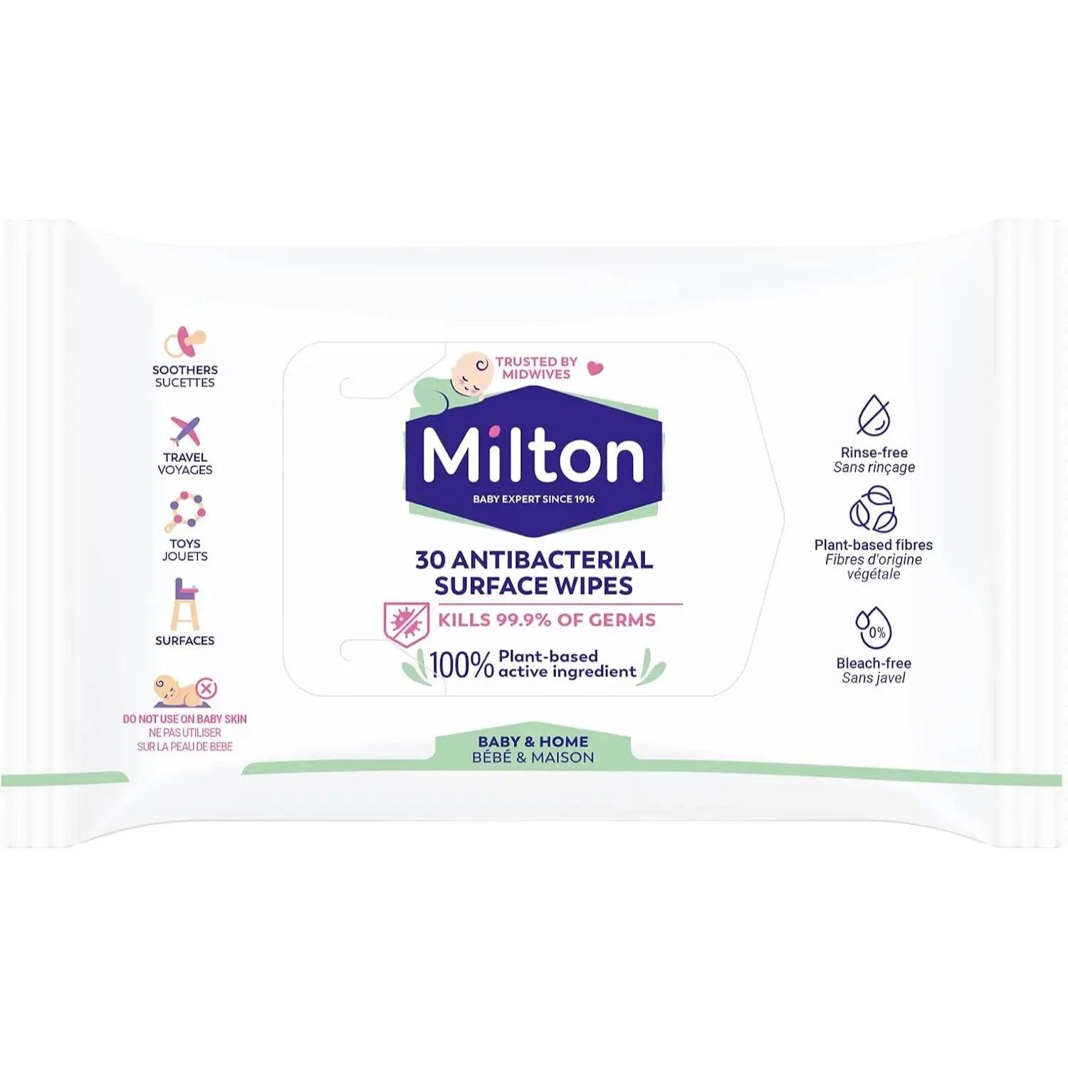 Milton Antibacterial Surface Wipes (Contains Alcohol), 30s (exp 11/26 ...
