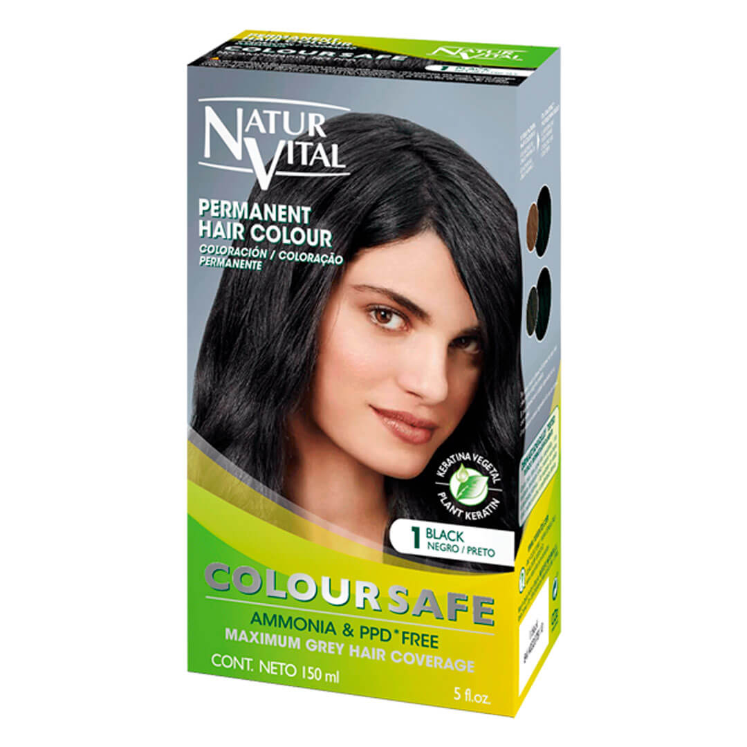 NaturVital ColourSafe Permanent Hair Dye - 1.0 Black (Damaged Packaging ...