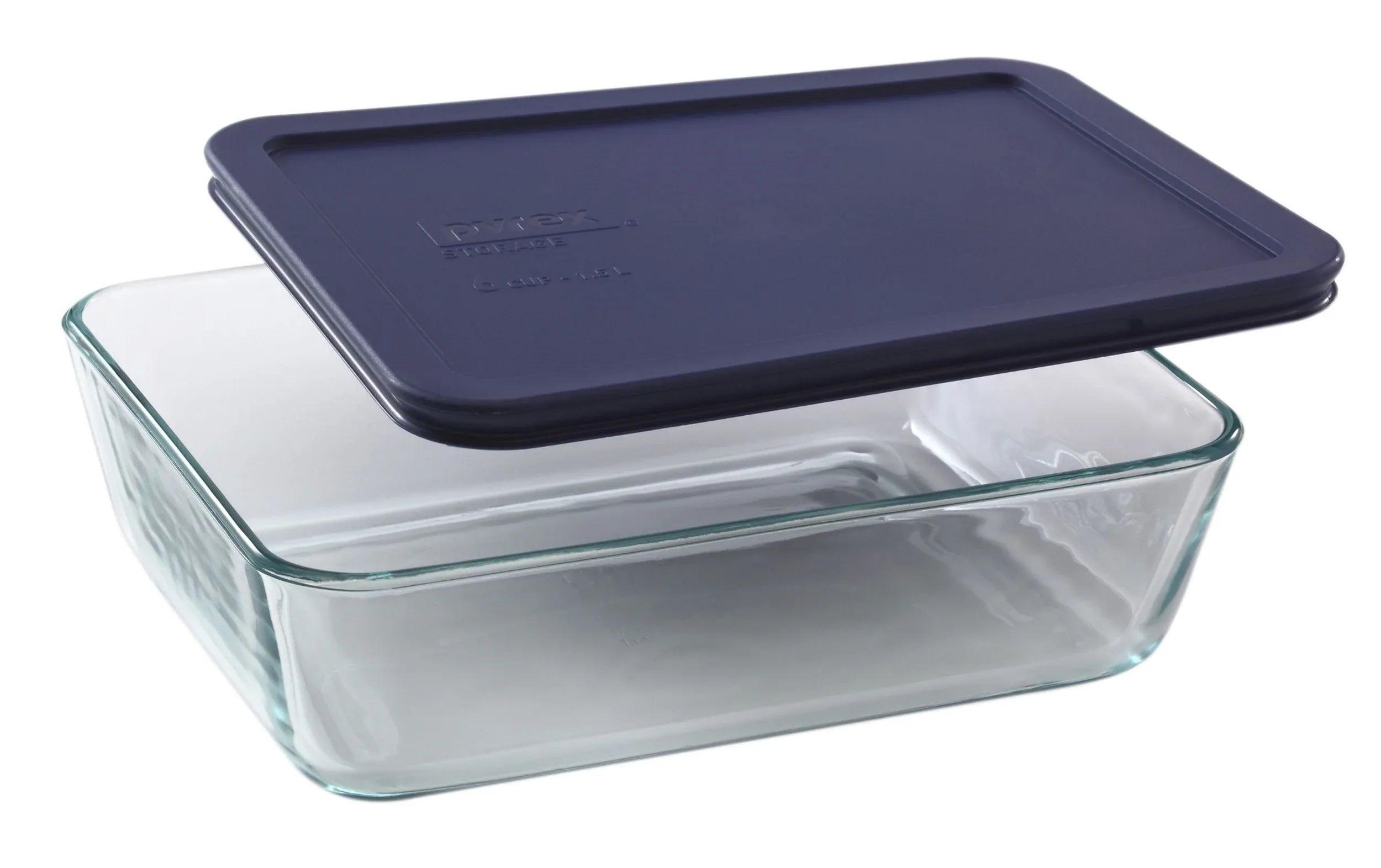 Pyrex Rectangular Glass Food Storage Container with Lid (6-cup/1.4L ...